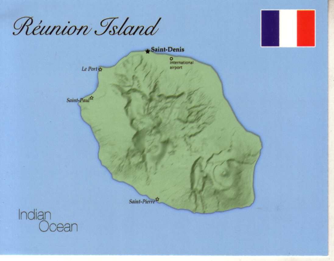 Map of Réunion Island (France) - $1.00 : Postcard Interactive