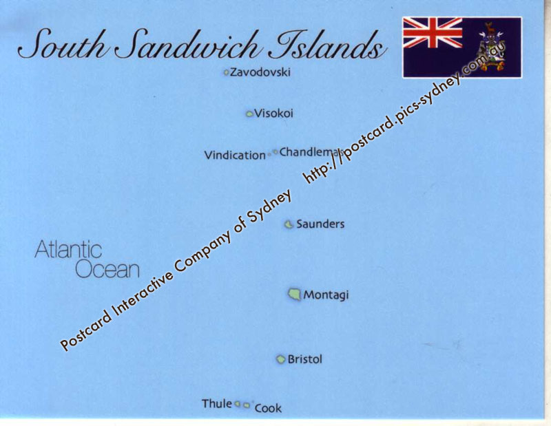 Map of South Sandwich Islands (U-K) - $1.00 : Postcard Interactive